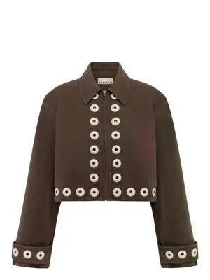 ALEMAIS Eyelet-embellished Cropped Jacket - Brown