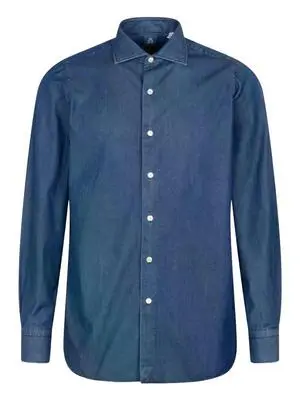 FINAMORE 1925 Spread-collar Shirt - Blue