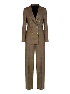 Tagliatore Checked Double-breasted Jacket - Brown