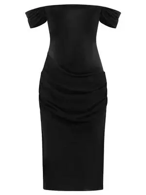 Alex Perry Off-shoulder Draped Midi Dress - Black