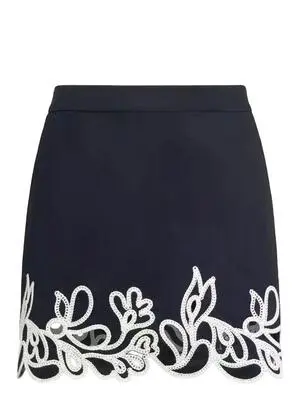 Cinq À Sept Paisley-embroidered Skort - Blue