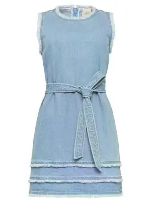 Cinq À Sept Mindie Frayed-trim Dress - Blue