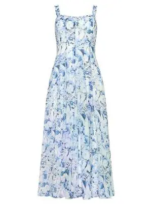 Cinq À Sept Marmo Heirloom Petals Floral-print Dress - Blue