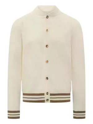 FILIPPO DE LAURENTIIS Raglan-sleeve Striped-trim Bomber Jacket - Neutrals