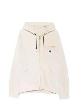 Sacai X Carhartt Logo-patch Hoodie - Neutrals