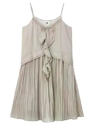 B+AB Ruffled Pleated Mini Dress - Neutrals
