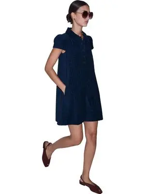 ME+EM Jacquard Towelling Mini Dress - Navy