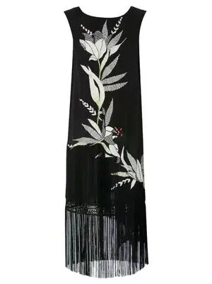 TEMPERLEY LONDON Madeline Floral-embroidered Fringed Mini Dress - Black