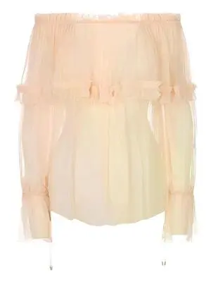 Chloé Ruffled Off-shoulder Blouse - Neutrals