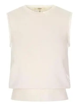 Chloé Pointelle-knit Knitted Vest - Neutrals