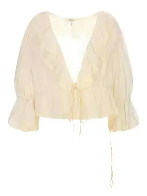 Chloé Ruffled Lace-trim Blouse - Neutrals