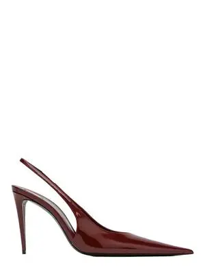 Saint Laurent Guermantes Leather Slingback Pumps - Red