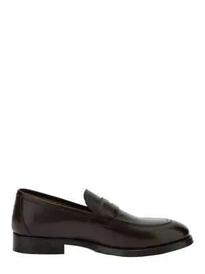 Boggi Milano Brushed-leather Loafers - Brown