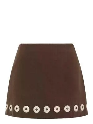 ALEMAIS Eyelet-embellished Denim Mini Skirt - Brown