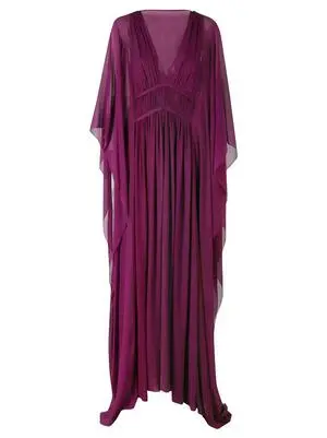 Alberta Ferretti Alberta Ferretti Gathered-Waist Draped Dress Purple