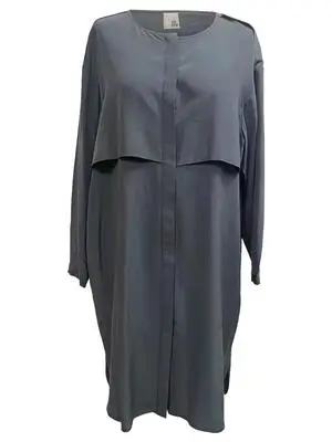 Iris & Ink Belted Long-sleeve Dress - Black