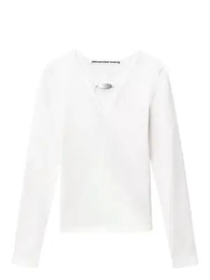 Alexander Wang Logo-plaque V-neck Top - White