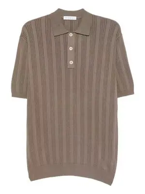 MANUEL RITZ Perforated Ribbed-knit Polo Shirt - Brown