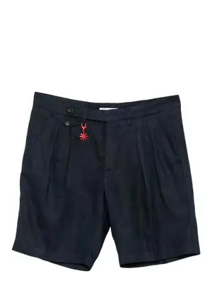 MANUEL RITZ Pleated Linen Shorts - Blue