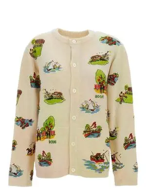 BODE Beaded Camp Cardigan - Neutrals