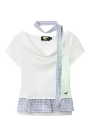MINI CREAM Gingham-check Ruffled Blouse - White