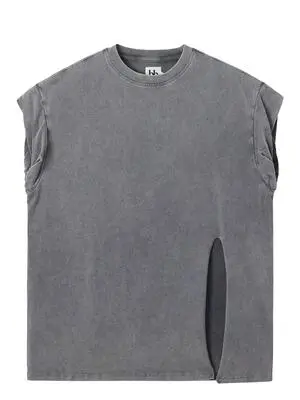 B+AB Sleeveless Side-slit T-shirt - Grey