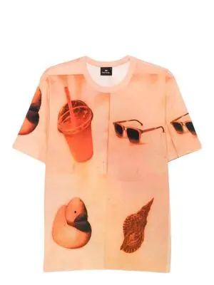 Paul Smith Photographic-print Cotton T-shirt - Orange
