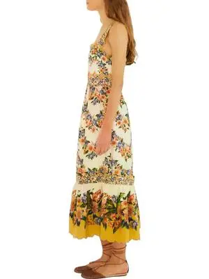 FARM RIO Floral-Print Scalloped Dress
