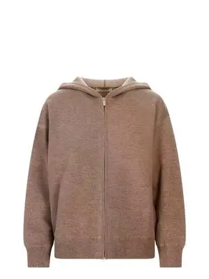 Max Mara Logo-intarsia Zip-up Hoodie - Neutrals