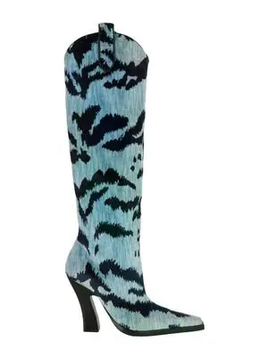 TOM FORD Abstract-print Pointed-toe Boots - Blue