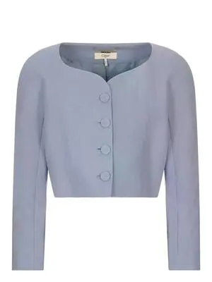 Chloé Button-up Cropped Jacket - Blue