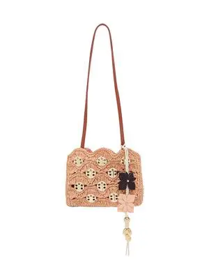 Rabanne 1969 Disc Raffia Shoulder Bag - Peach