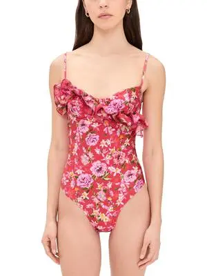 PatBO Peony Ruffle Bodysuit - Red