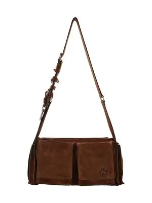Miu Miu Suede Utilitaire Shoulder Bag - Brown