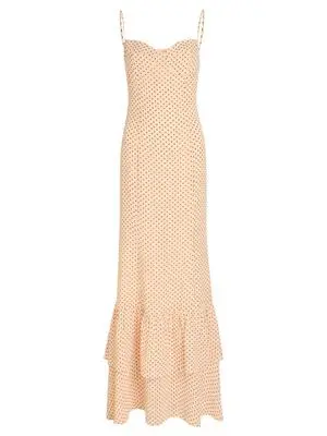 REFORMATION Fallon Polka Dot Chiffon Maxi Dress - Red