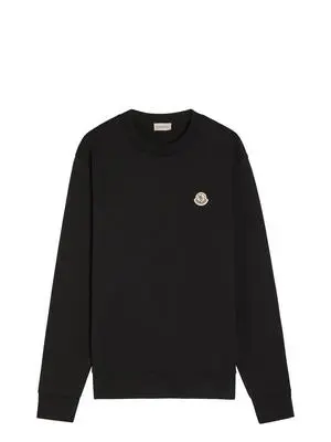 Moncler Cotton Sweatshirt With Logo Applique - Black