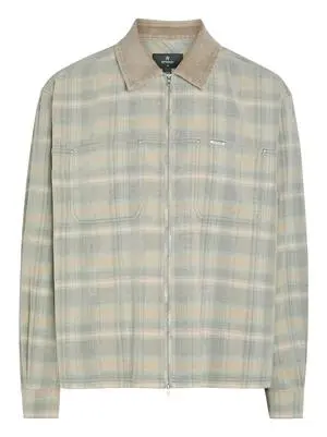 REPRESENT Checked Corduroy-collar Flannel Overshirt - Grey