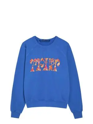 MOTHER The Concert Cropped Cotton Sweatshirt - Blue
