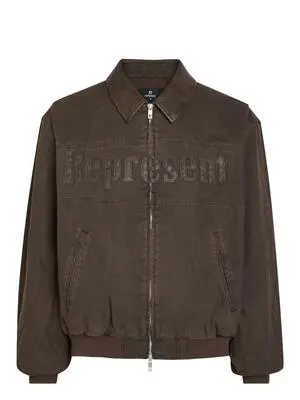 REPRESENT Roscoe Logo-appliquéd Cotton-twill Bomber Jacket - Brown