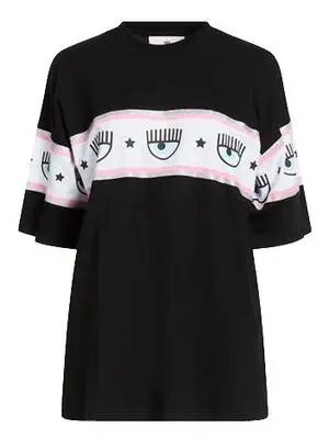 CHIARA FERRAGNI CHIARA FERRAGNI Black Cotton T-Shirt With Logo Print Black