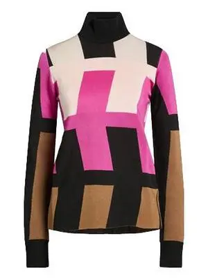 COLVILLE Colville Geometric Print Turtleneck Sweater
