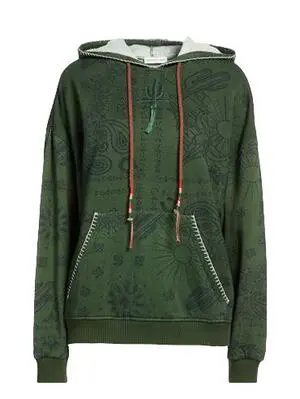 ARIZONA LOVE Cotton Paisley-print Embroidered Hooded Sweatshirt - Green