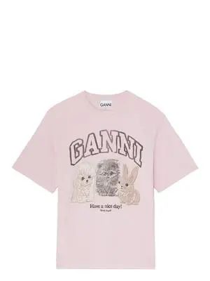 GANNI Animal Graphic T-shirt - Pink