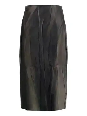 Ermanno Scervino Crinkled Leather Skirt - Black