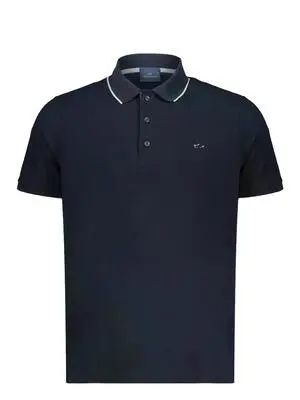 Paul & Shark Tipped-trim Logo-patch Polo Shirt - Blue
