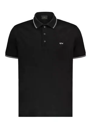 Paul & Shark Logo-embroidered Tipped Polo Shirt - Black
