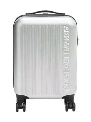 Armani Exchange Logo-embossed Ridged Luggage - Silver