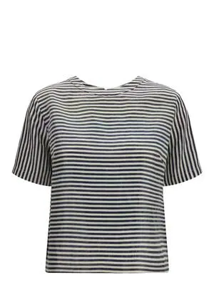 CRUNA Striped Button-back T-shirt - Neutrals