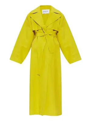 Alaïa Long Coat With Open Lapels - Yellow
