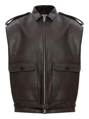 COURREGES Leather Vest - Brown